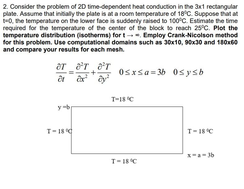 Solved Consider the problem of 2D time-dependent heat | Chegg.com