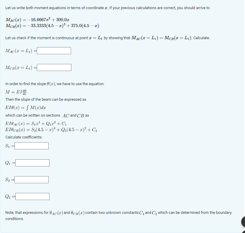 Solved Bending moment equation: In this exercise, we | Chegg.com