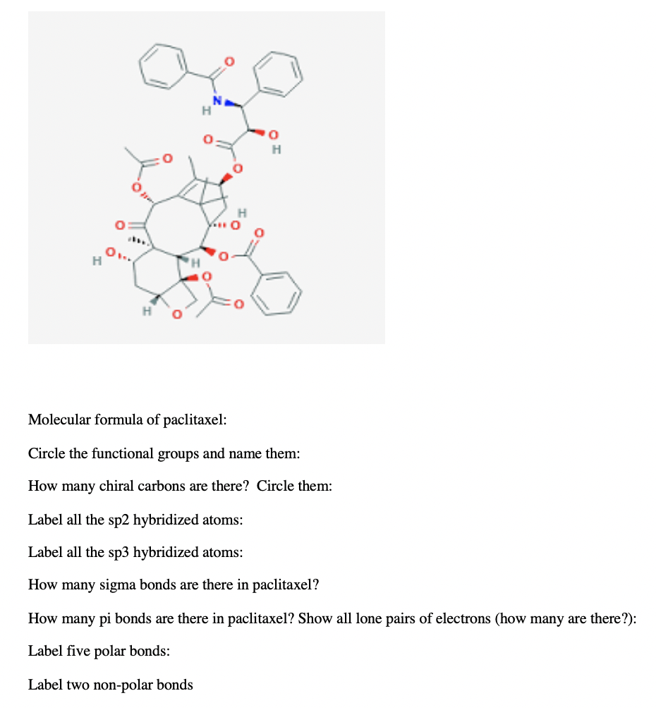Solved Molecular formula of paclitaxel: Circle the | Chegg.com
