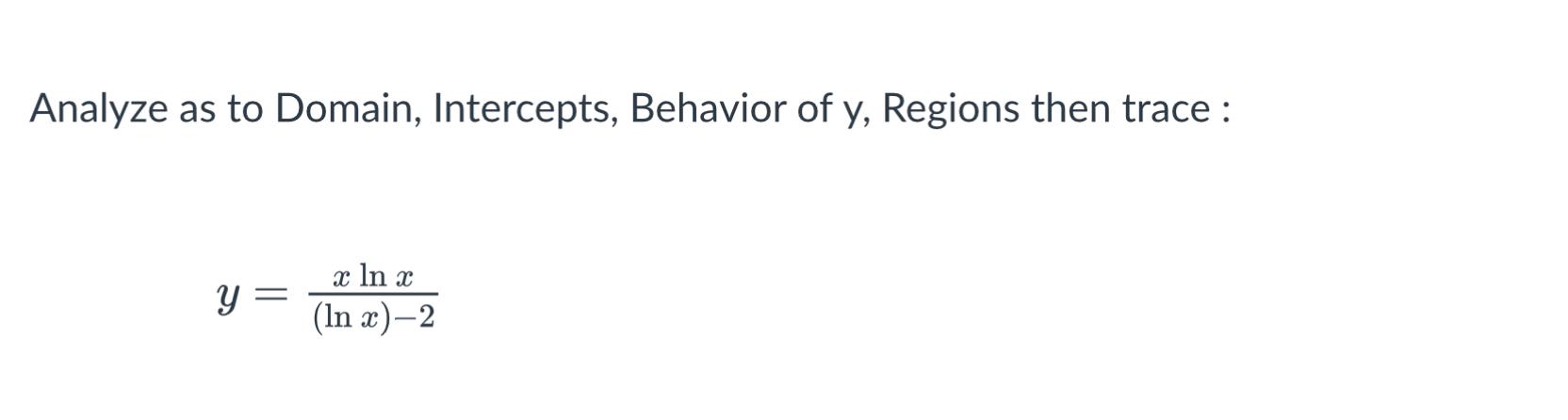 Solved Analyze as to Domain, Intercepts, Behavior of y, | Chegg.com