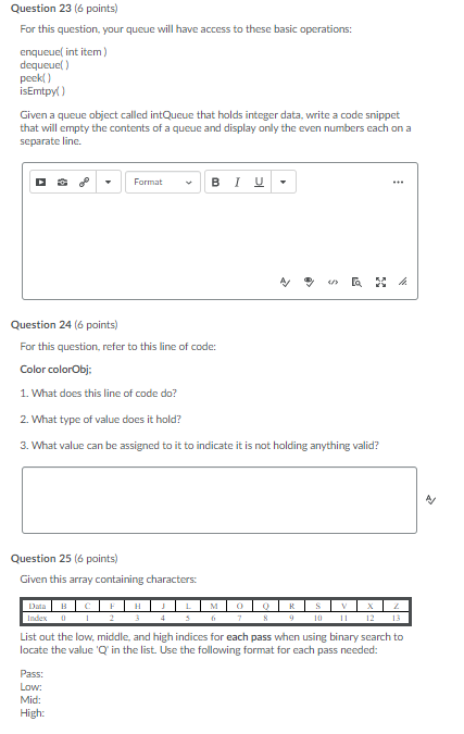 Solved Question 1 (3 points) All typical stack operations | Chegg.com