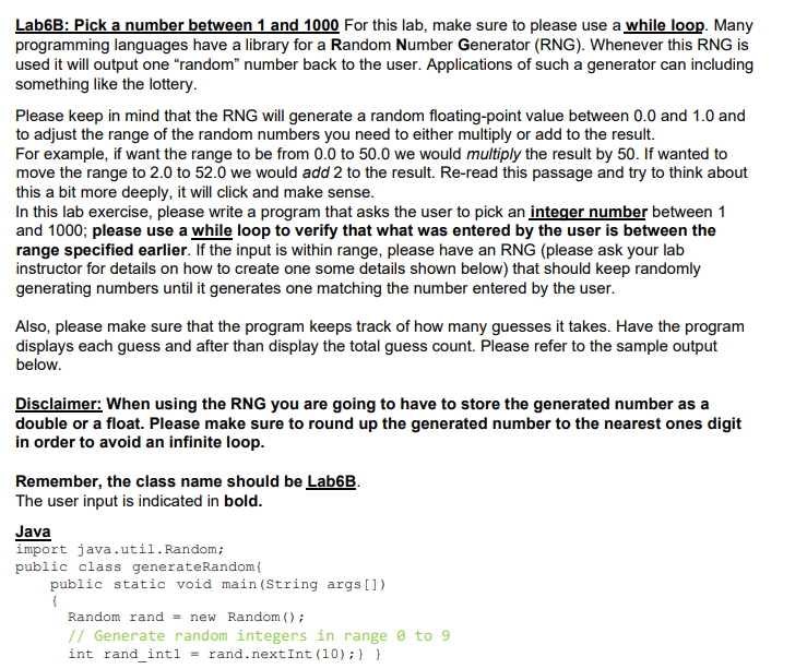 Solved Lab6B: Pick a number between 1 and 1000 For this lab, | Chegg.com