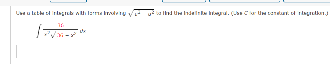 Solved Use a table of integrals with forms involving a2−u2 | Chegg.com