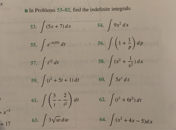 Solved In Problems 53-82, find the indefinite integrals. 54. | Chegg.com