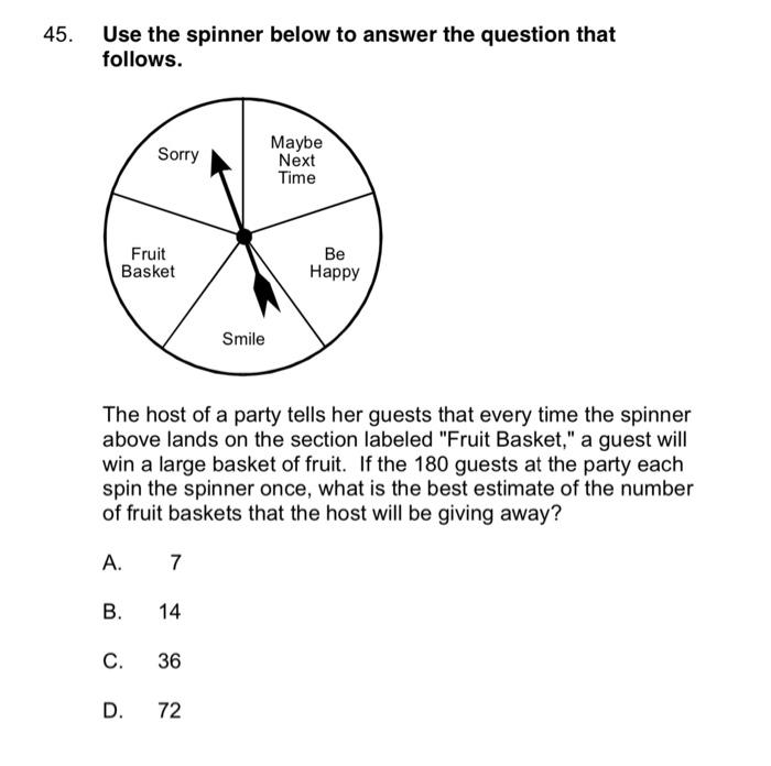 Solved 45. Use the spinner below to answer the question that | Chegg.com