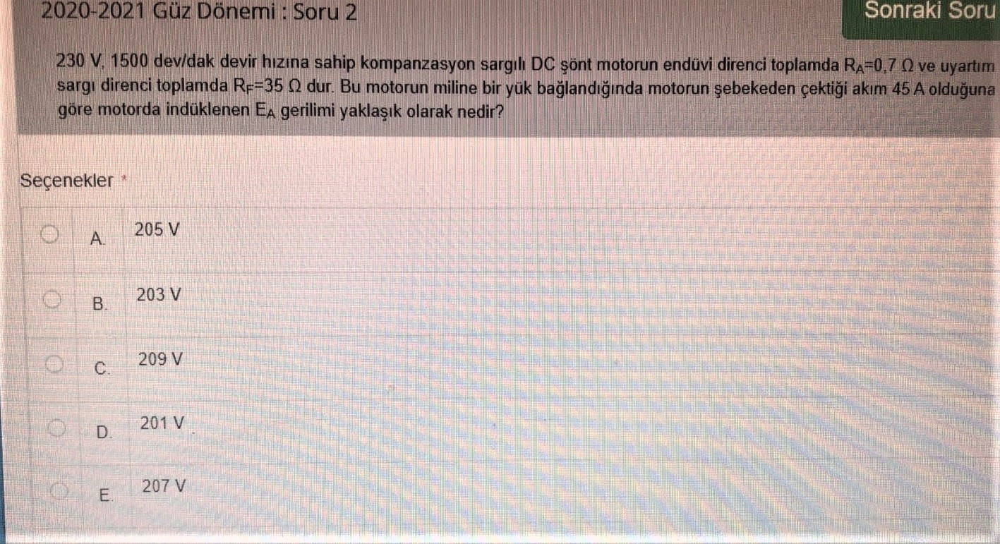 Solved 230 V,1500 dev/dak devir hızına sahip kompanzasyon | Chegg.com