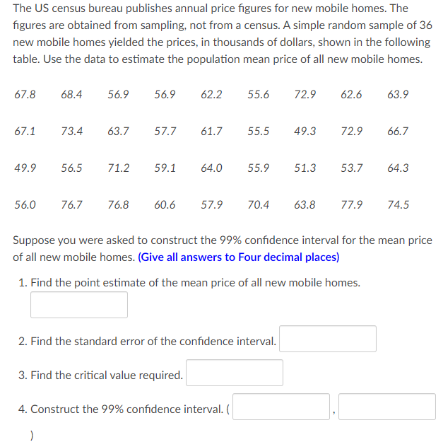 Solved The US census bureau publishes annual price figures | Chegg.com