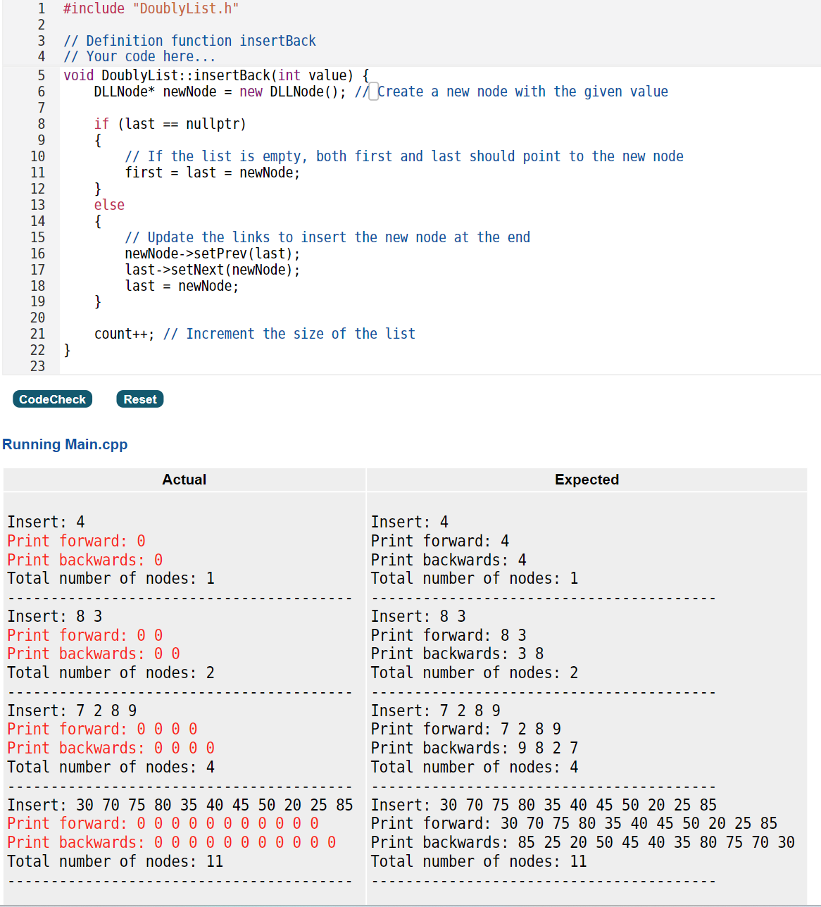Solved C++Write the definition of the functioninsertBack()as | Chegg.com