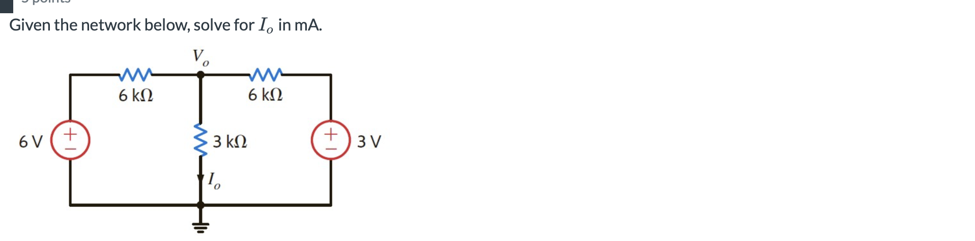 Solved Given the network below, solve for Io ﻿in mA. | Chegg.com