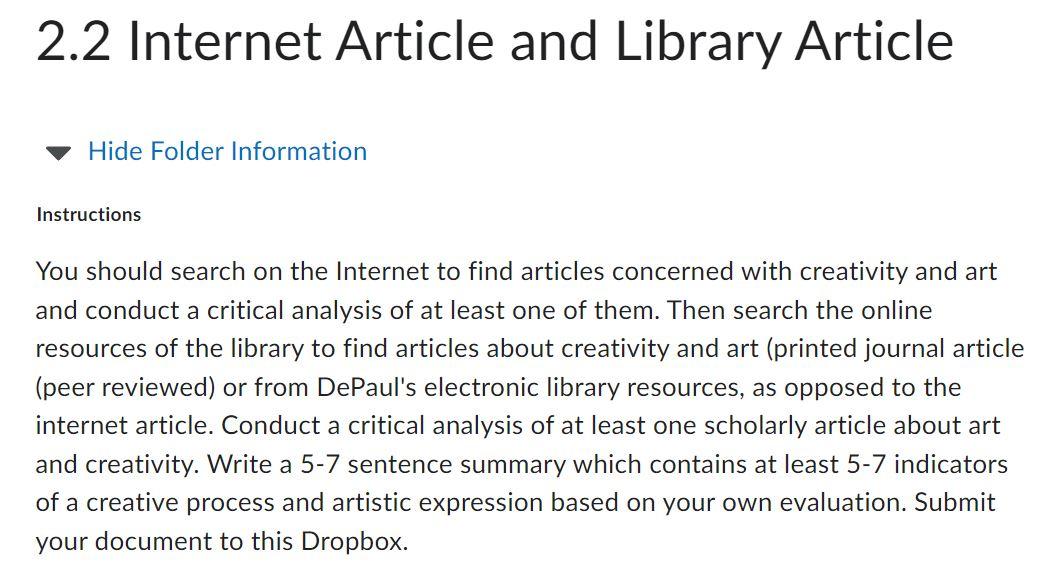 Solved 2.2 Internet Article and Library Article Hide Folder | Chegg.com