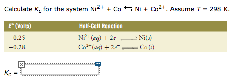 Solved Calculate Kc for the system Ni2+ + Co Ni + Co2+. | Chegg.com
