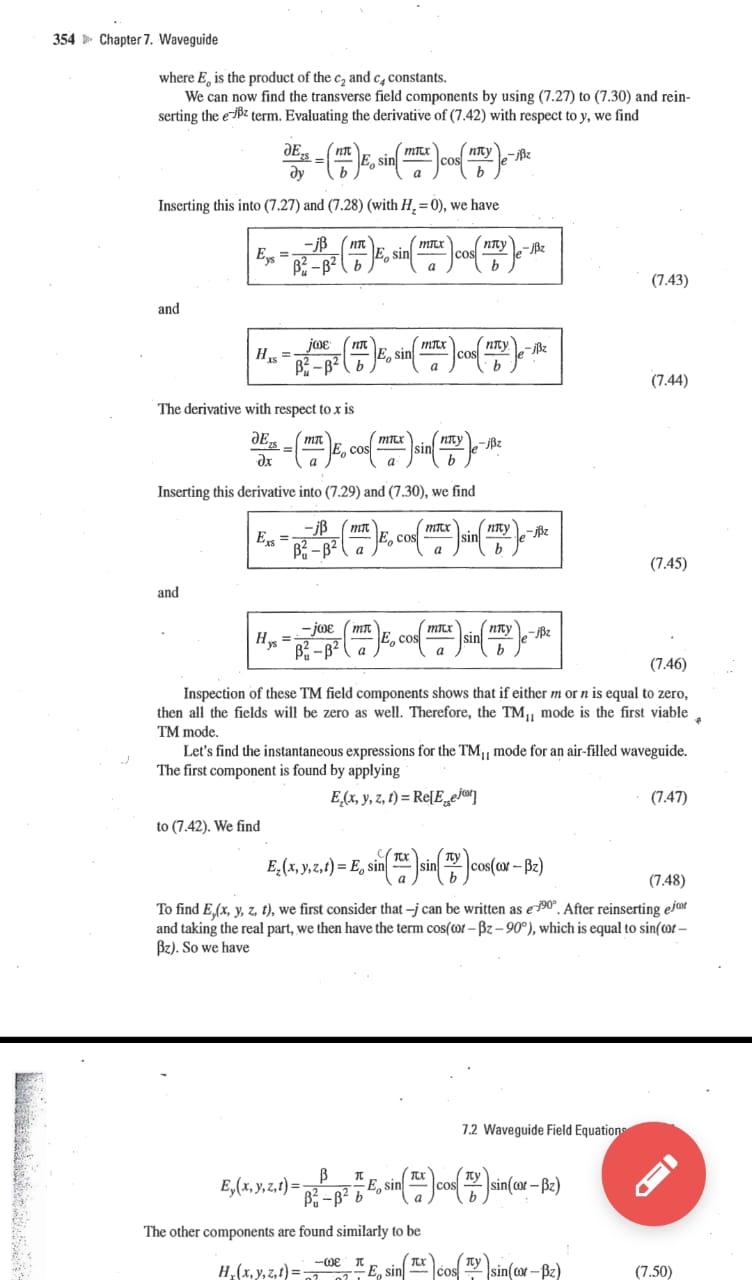 Solved We'll first look at the TM mode, where Hz=0, and find | Chegg.com