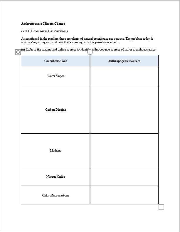 Solved Name: Lab: SID: ANSWER SHEET FOR CLIMATE CHANGE LAB | Chegg.com