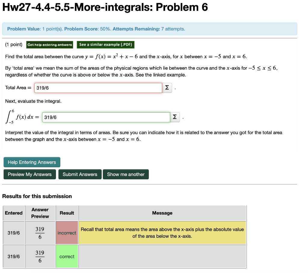 Solved Hw27-4.4-5.5-More-integrals: Problem 6 Problem Value: | Chegg.com