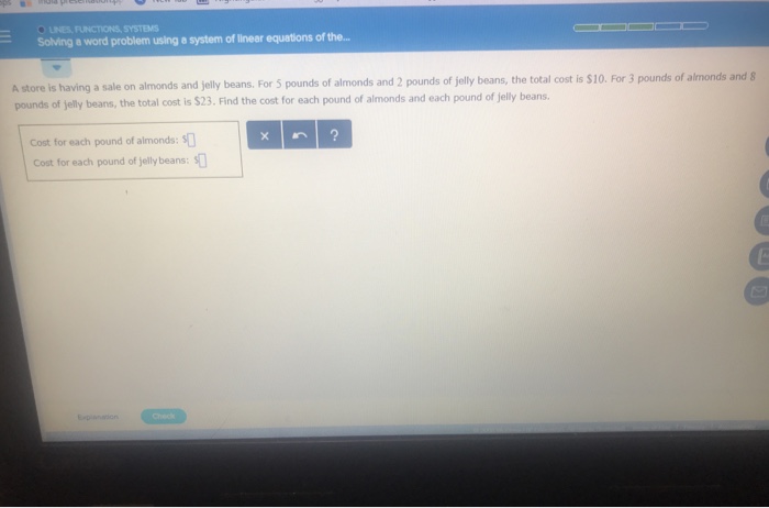 Solved Lines Functions Systems Soving A Word Problem Using A