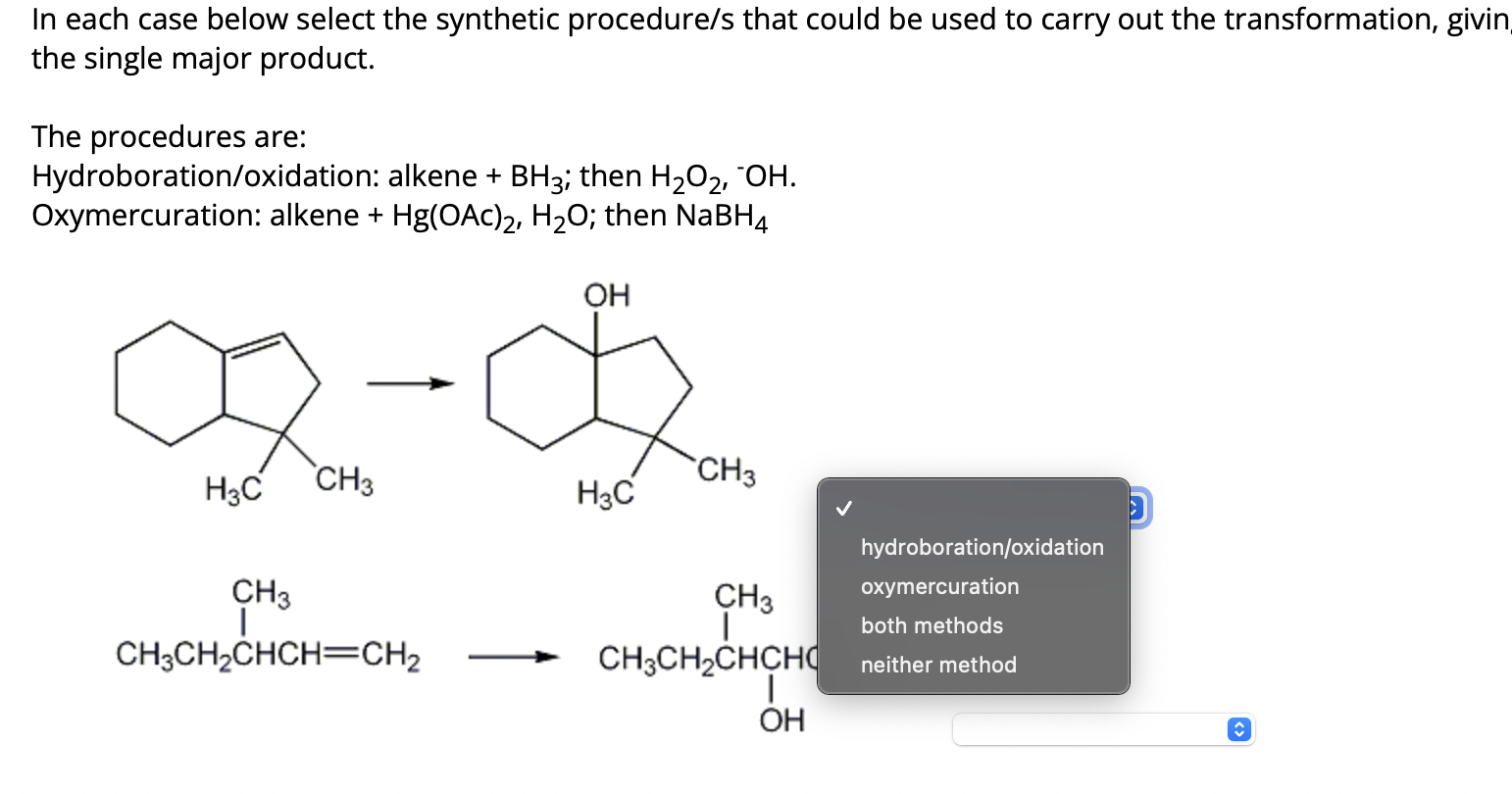 Solved In each case below select the synthetic procedure/s | Chegg.com