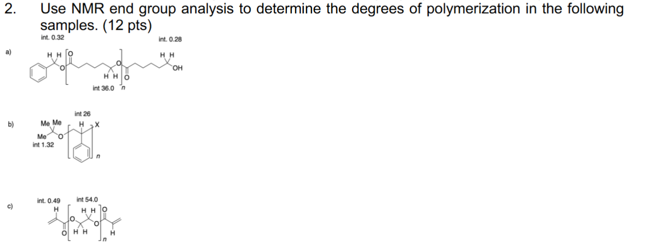 Solved Use NMR end group analysis to determine the degrees | Chegg.com