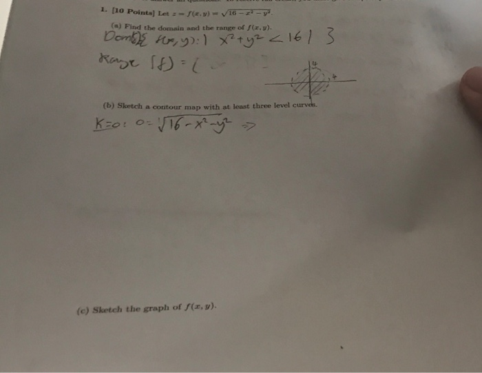Solved Let z = f(x, y) = squareroot 16 - x^2 - y^3 (a) Find | Chegg.com