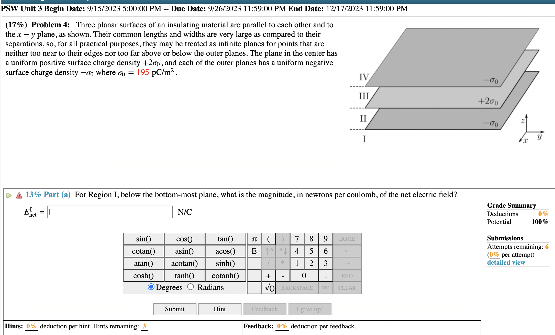 Solved (17\%) Problem 4: Three planar surfaces of an | Chegg.com
