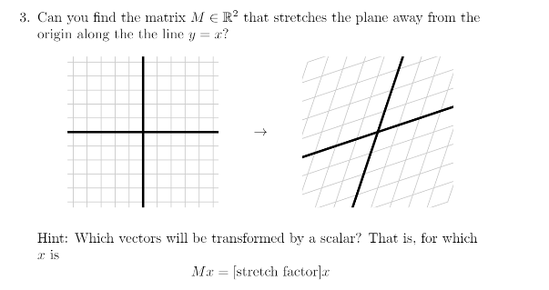 Solved 3. Can you find the matrix M∈R2 that stretches the | Chegg.com