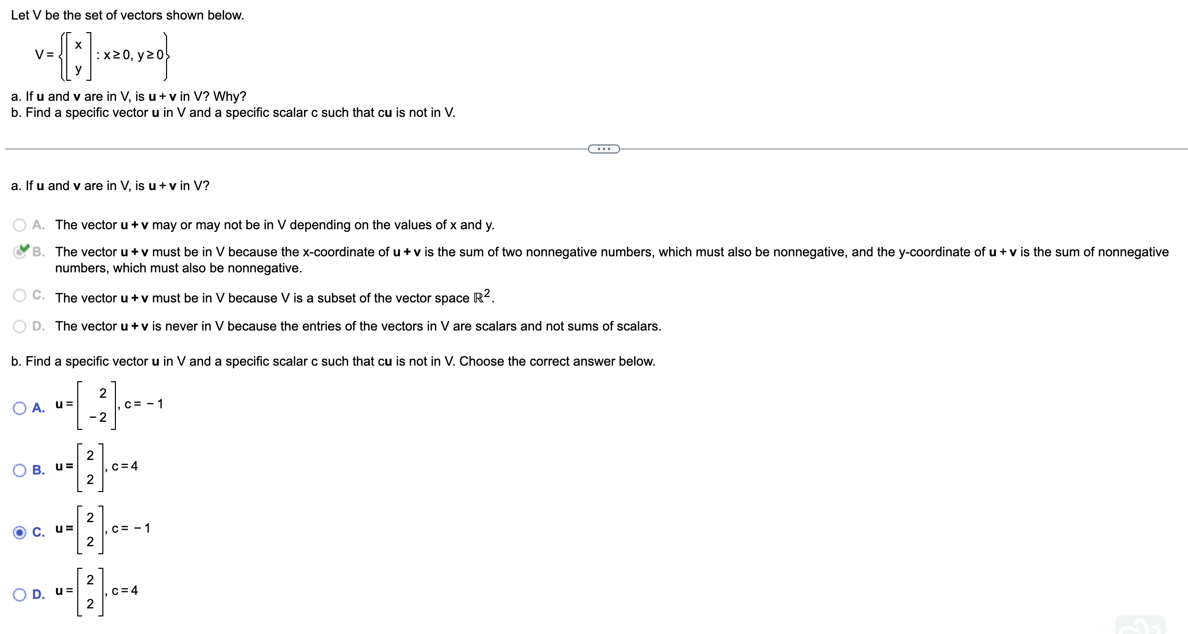 Solved Let V be the set of vectors shown below. | Chegg.com