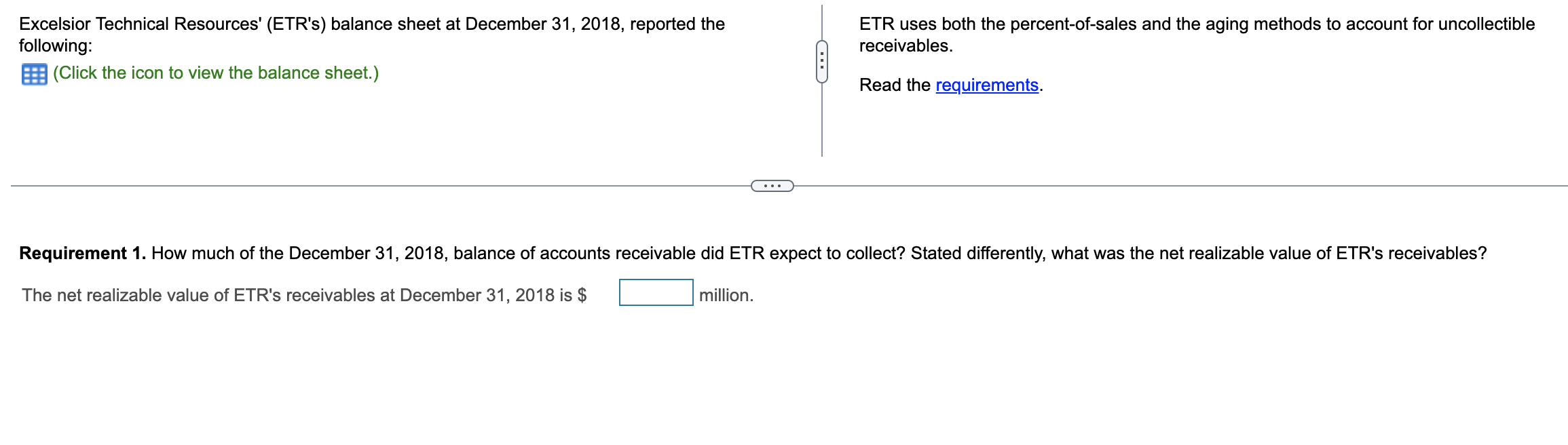 Solved Excelsior Technical Resources' (ETR's) balance sheet | Chegg.com