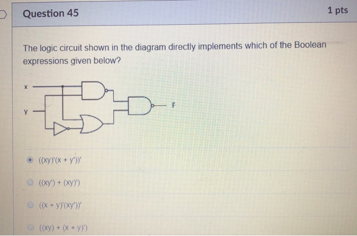 Solved Question 45 1 Pts The Logic Circuit Shown In The