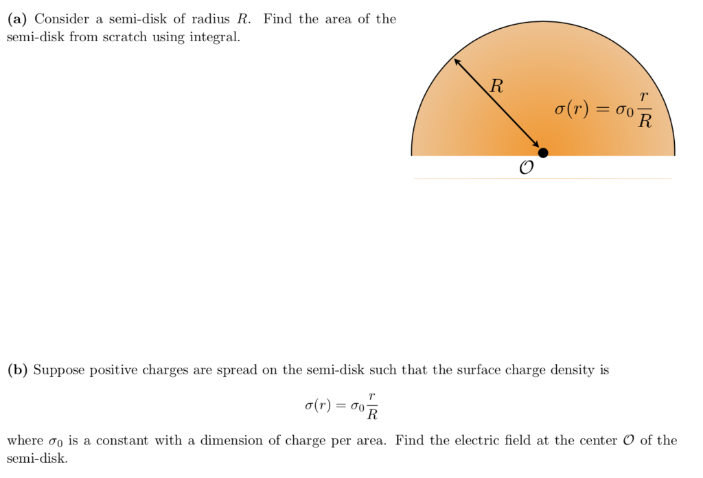 Solved (a) Consider a semi-disk of radius R. Find the area | Chegg.com