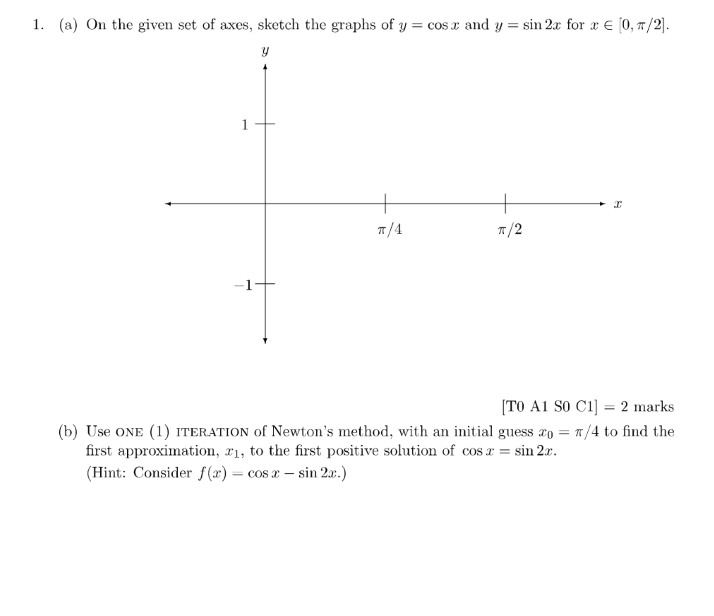 Solved 1. (a) On the given set of axes, sketch the graphs of | Chegg.com