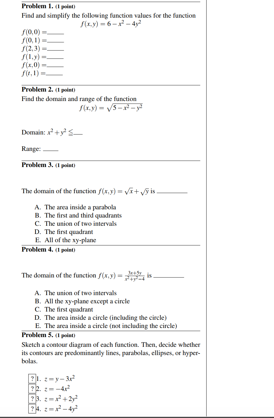 Solved Problem 1. (1 point) Find and simplify the following | Chegg.com
