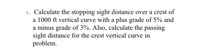 Solved Calculate the stopping sight distance over a crest of | Chegg.com