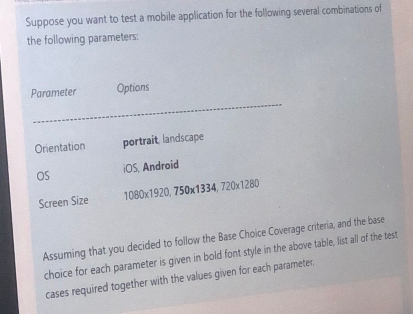 Solved Suppose you want to test a mobile application for the | Chegg.com