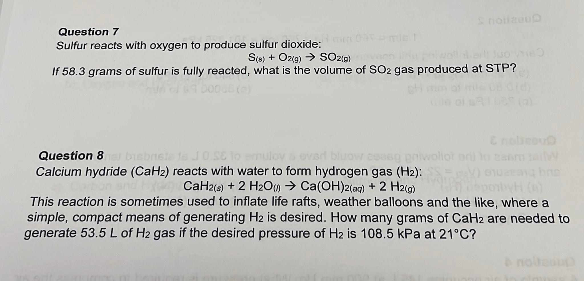 Solved Question 7 Sulfur reacts with oxygen to produce | Chegg.com