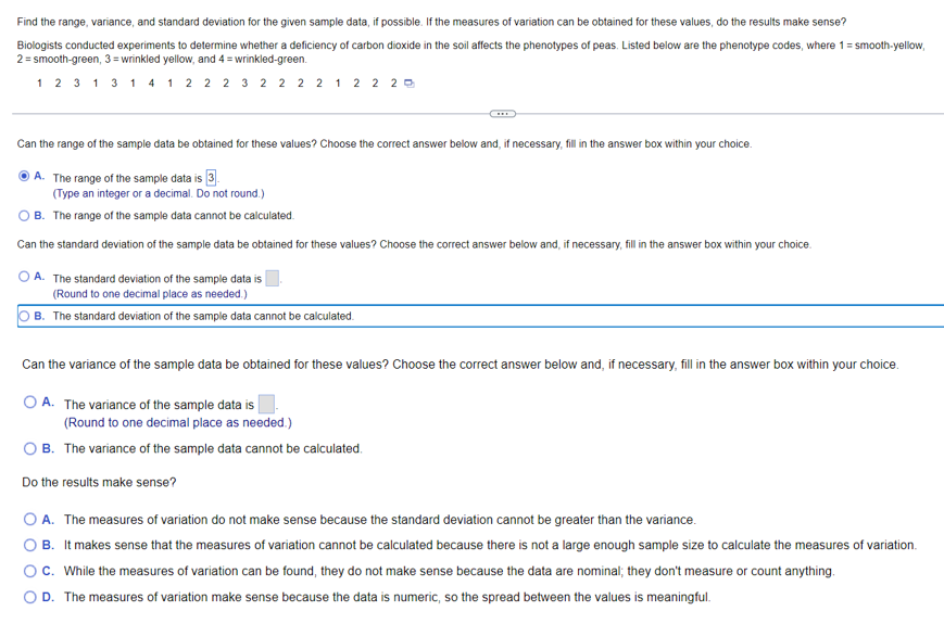 Solved Find the range, variance, and standard deviation for | Chegg.com
