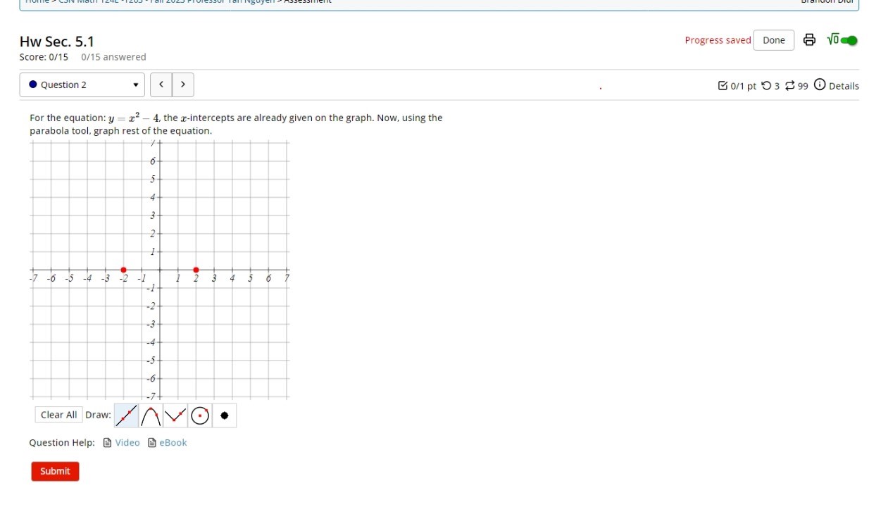 Solved Hw Sec. 5.1Progress savedScore: 0/15 0/15 | Chegg.com