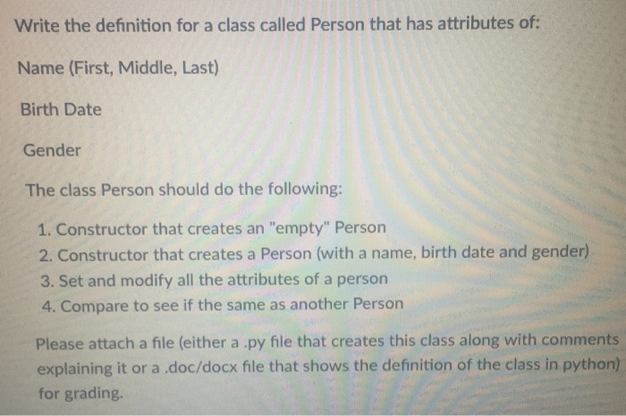 Solved Write the definition for a class called Person that | Chegg.com