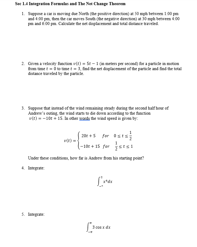 Solved 1. Suppose a car is moving due North (the positive | Chegg.com