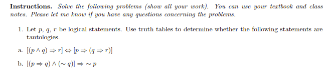Solved Instructions. Solve the following problems (show all | Chegg.com