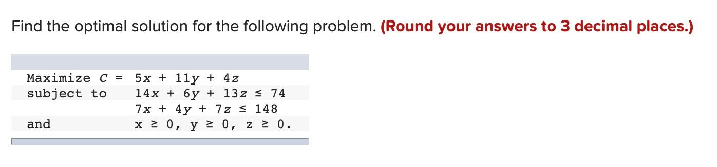 Solved Find the optimal solution for the following problem. | Chegg.com
