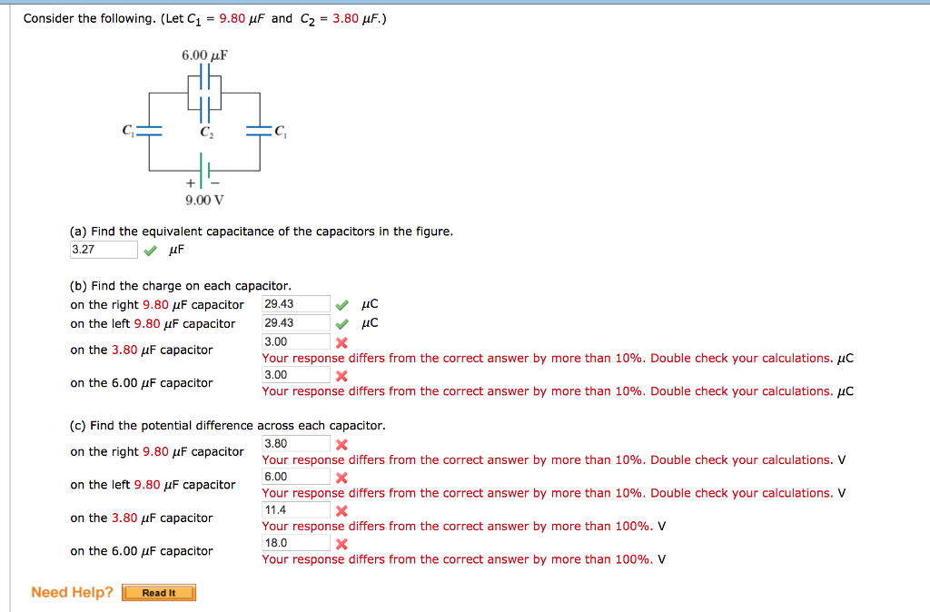 Solved Consider the following. (Let C1-9.80 μF and C2-3.80 | Chegg.com