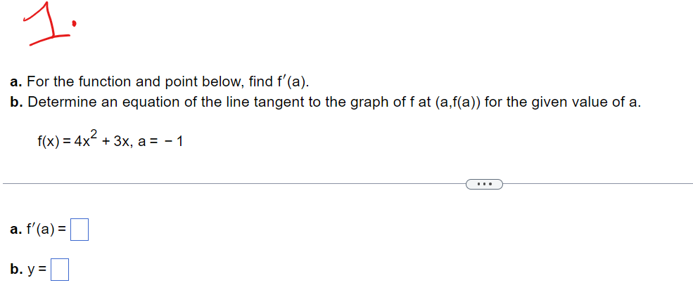 Solved a. For the function and point below, find f′(a). b. | Chegg.com