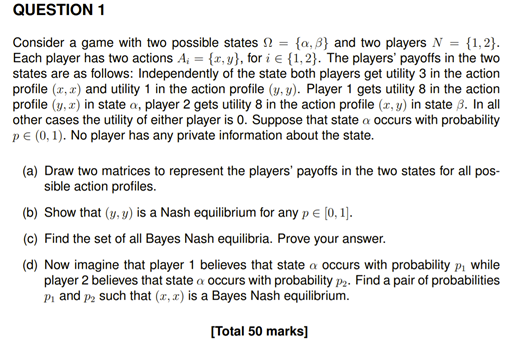 Solved This is University level GAME THEORY. All the | Chegg.com