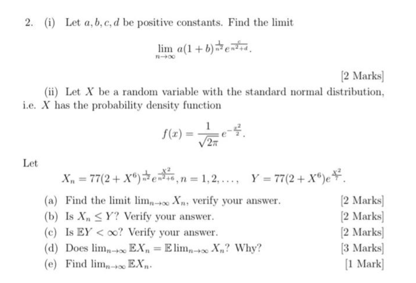 2. (i) Let a,b,c,d be positive constants. Find the | Chegg.com