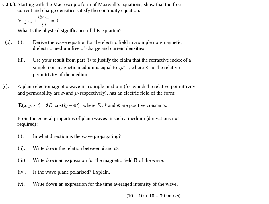 Solved C3. (a). ﻿Starting with the Macroscopic form of | Chegg.com