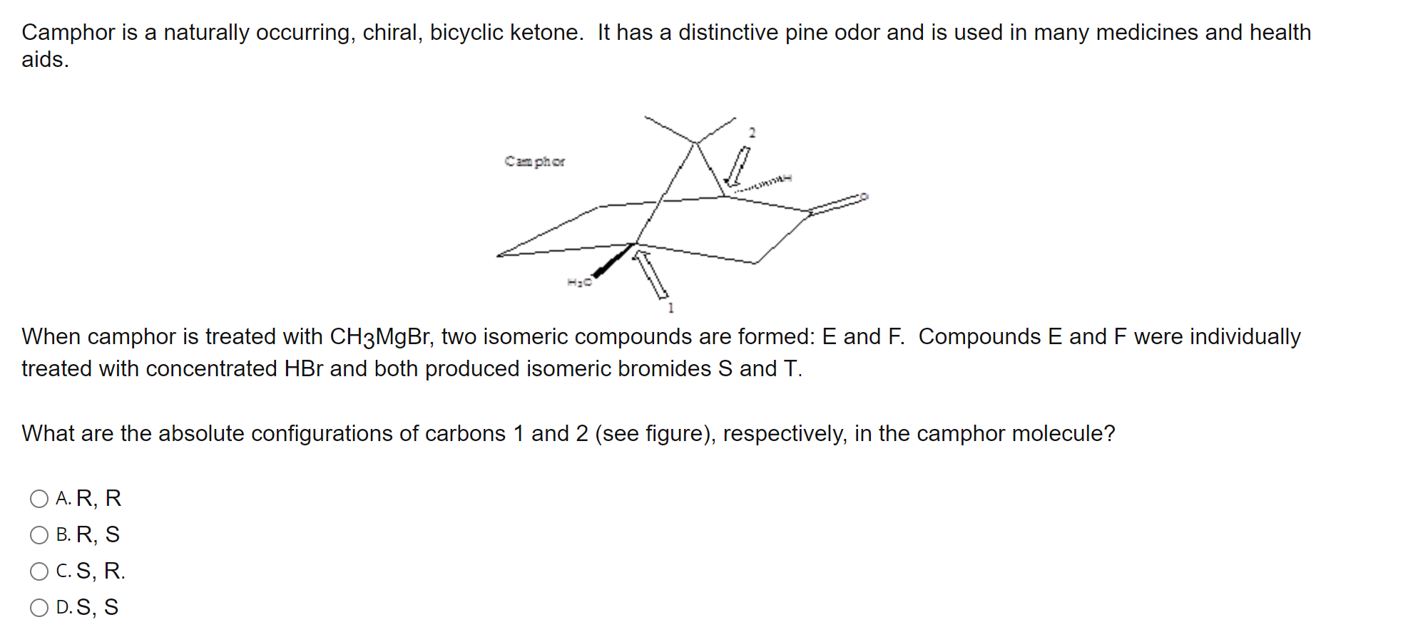 Solved Camphor is a naturally occurring, chiral, bicyclic | Chegg.com