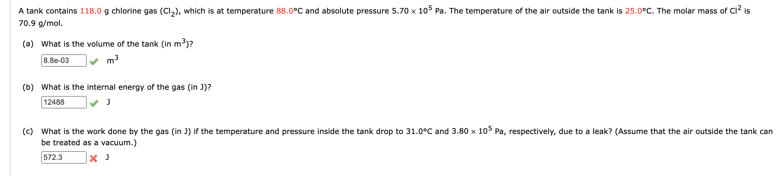 Solved A tank contains 118.0 g chlorine gas (Cl2), which is | Chegg.com