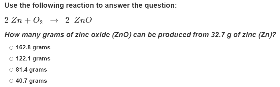 Solved Use the following reaction to answer the question: | Chegg.com