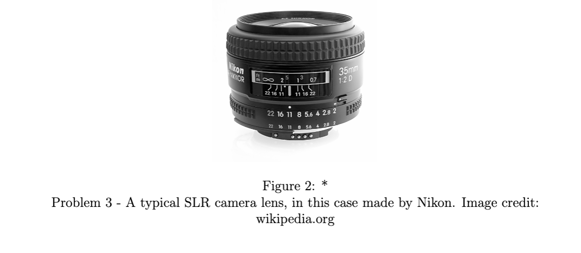 Solved 3. A typical SLR camera lens, like the one pictured | Chegg.com