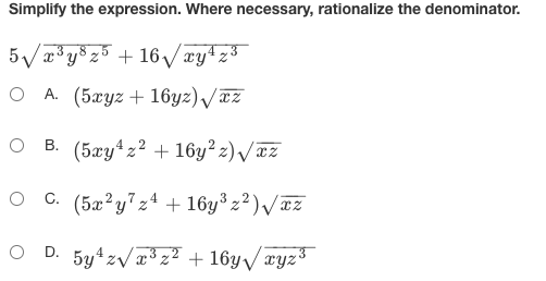 Solved Simplify the expression. Where necessary, rationalize | Chegg.com
