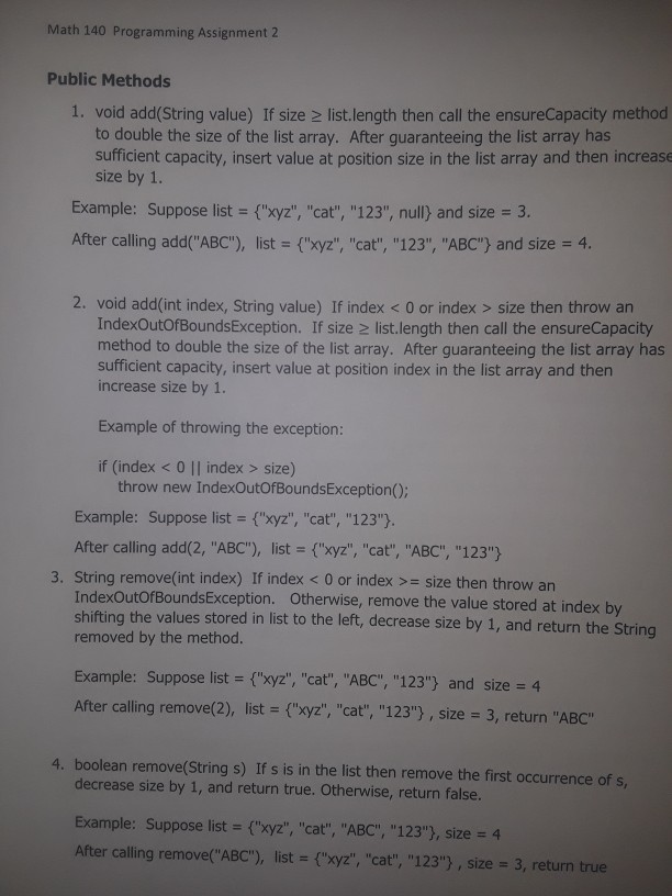 Solved Math 140 Programming Assignment2 Public Methods 1 